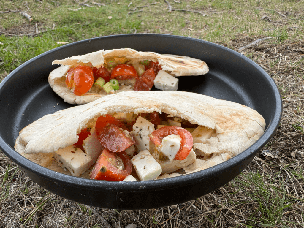 Feta, Tomato & Spring Onion Pitta Bread Recipe - Camp Cook Explore
